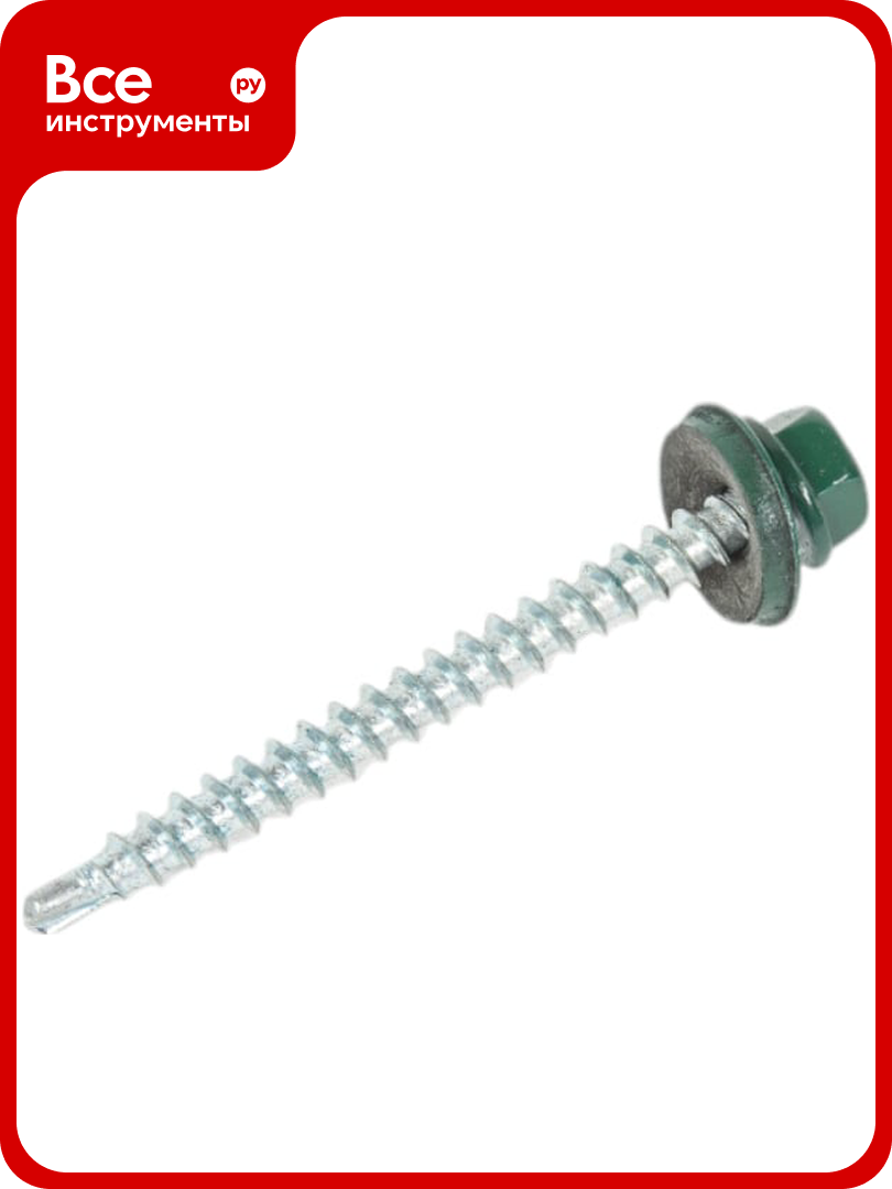 Кровельный саморез Качественный крепеж зелёный мох RAL 6005, 4.8х51 мм, 200 шт 1000109 КЧ