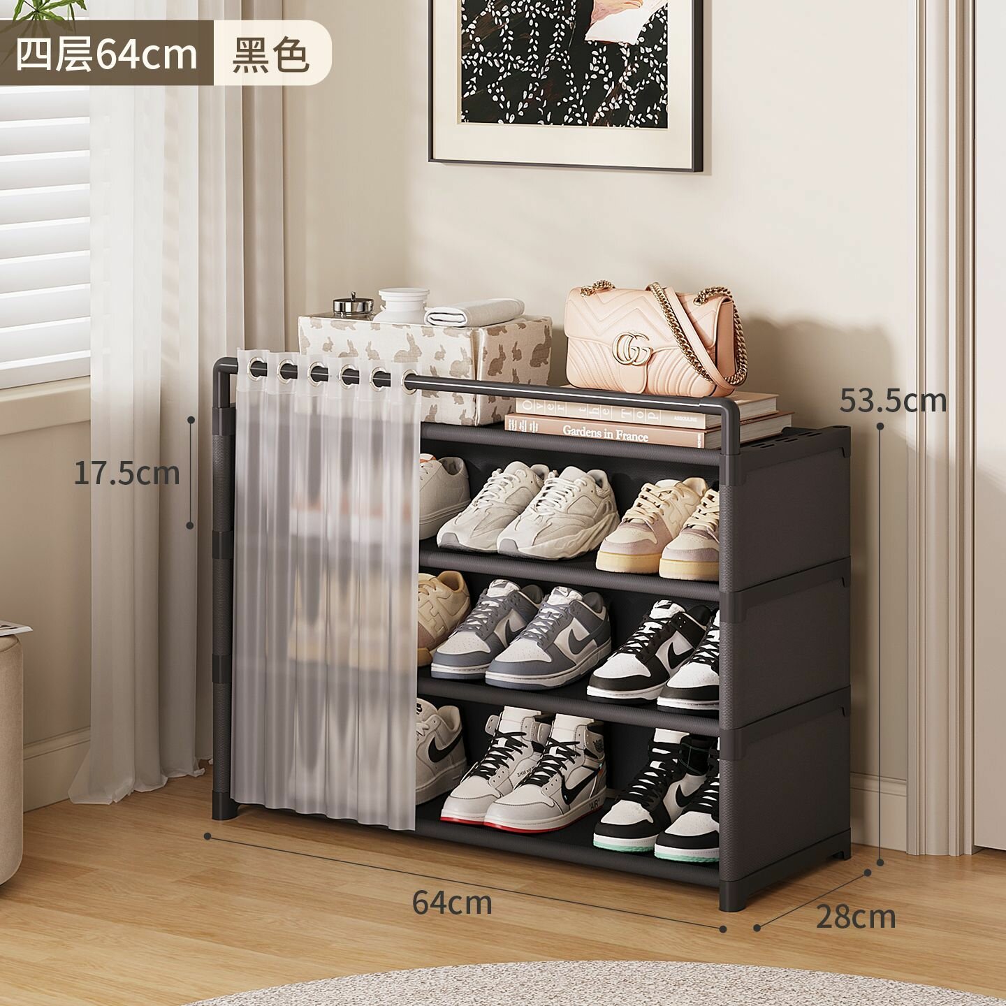 Простой обувной шкаф с ящиками, многослойная пылезащитная обувная полка, обувное хранилище для общежитий, простая напольная полка для арендных домов