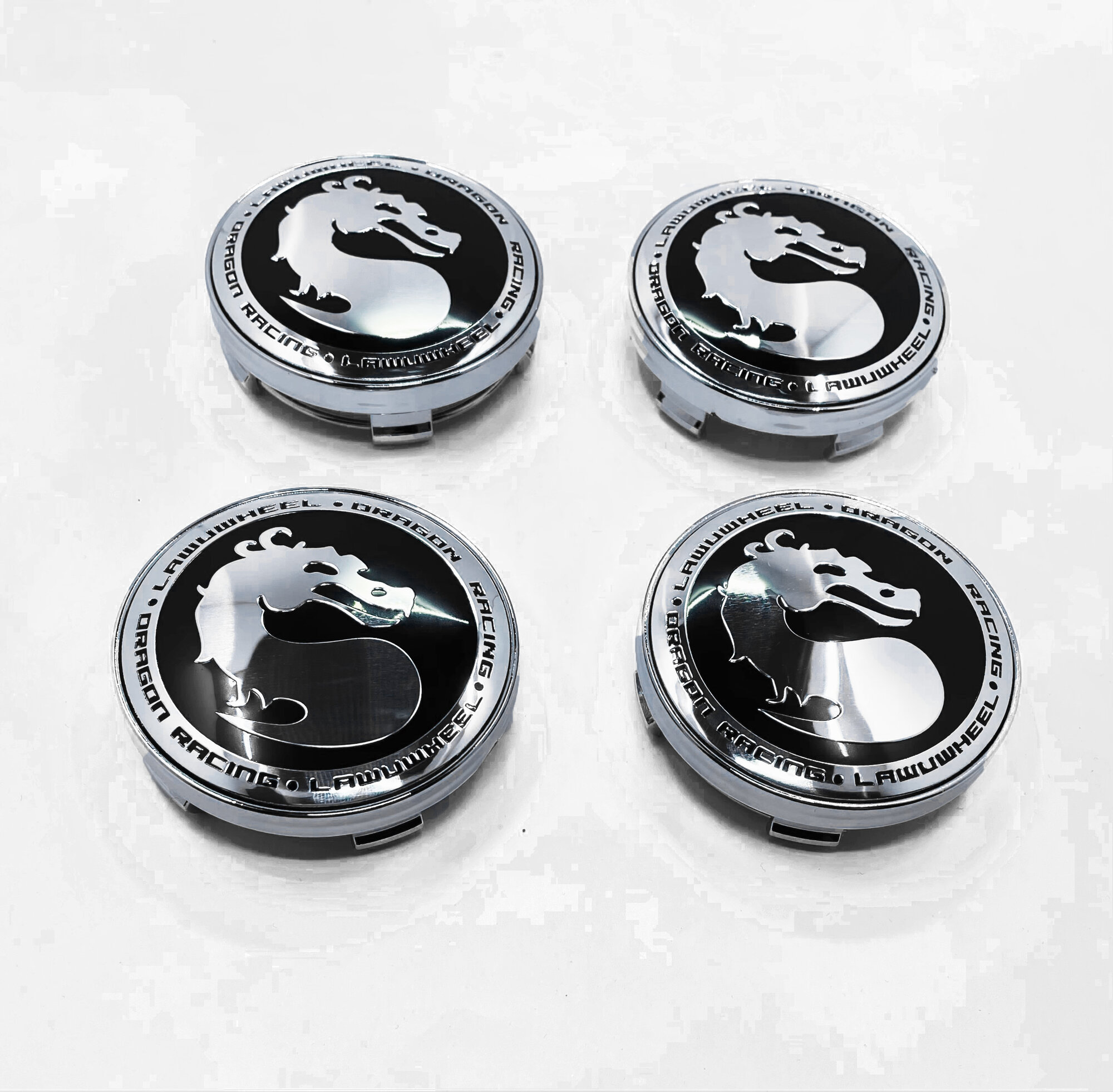 Колпачки заглушки на литые диски с логотипом Dragon Racing 60 мм 4 шт
