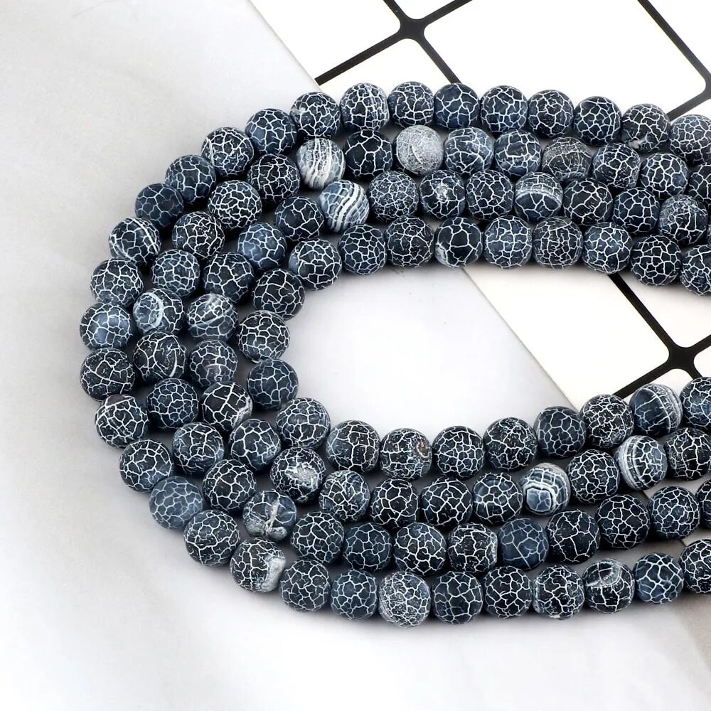 Агат морозный с трещинками 8 мм, 30 шт для рукоделия и браслетов