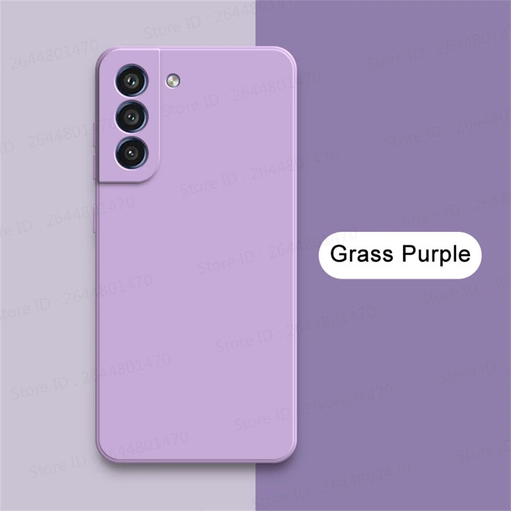 Квадратный жидкий силиконовый чехол для Samsung Фиолетовый, MF Grass Purple, For Samsung S22 Plus