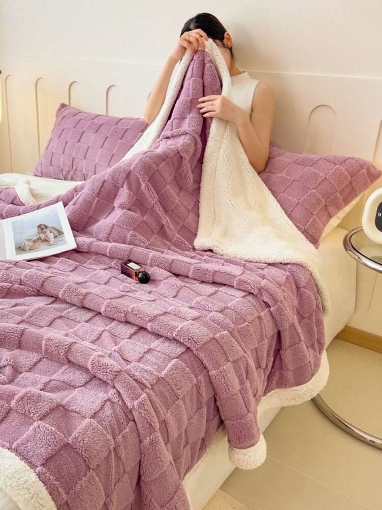 IKEA Плед стёганый, фактурный Плед , Велюр искусственный, Мех искусственный, 230 см х 200 см