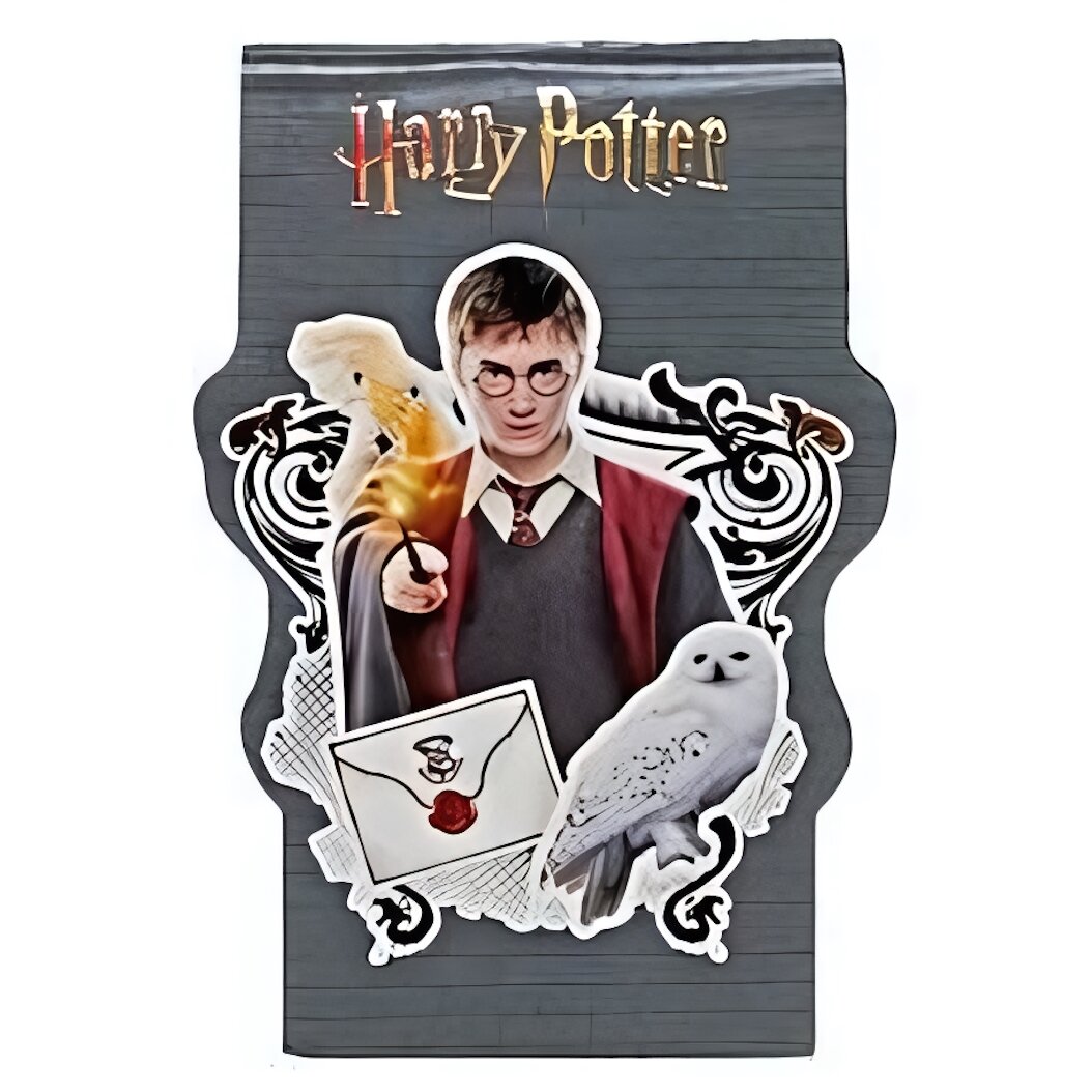 Блокнот фигурный А7 40л. "Гарри Поттер" на скрепке, без лин, тиснен. золотой фольгой 77541 (Центрум)