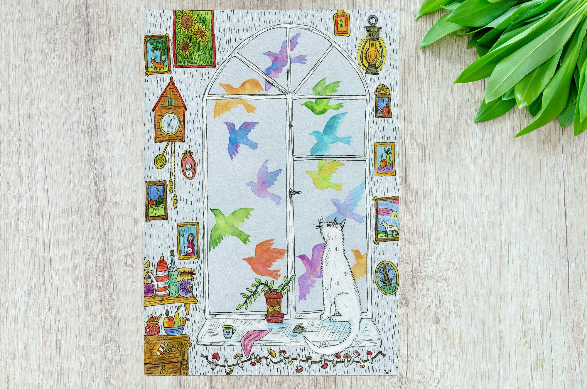 Набор авторских открыток для посткроссинга с котиками 6 штук