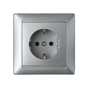 Розетка 1-ая (скрытая, с/з) серебро, Стиль, BYLECTRICA (РС16-306сер)