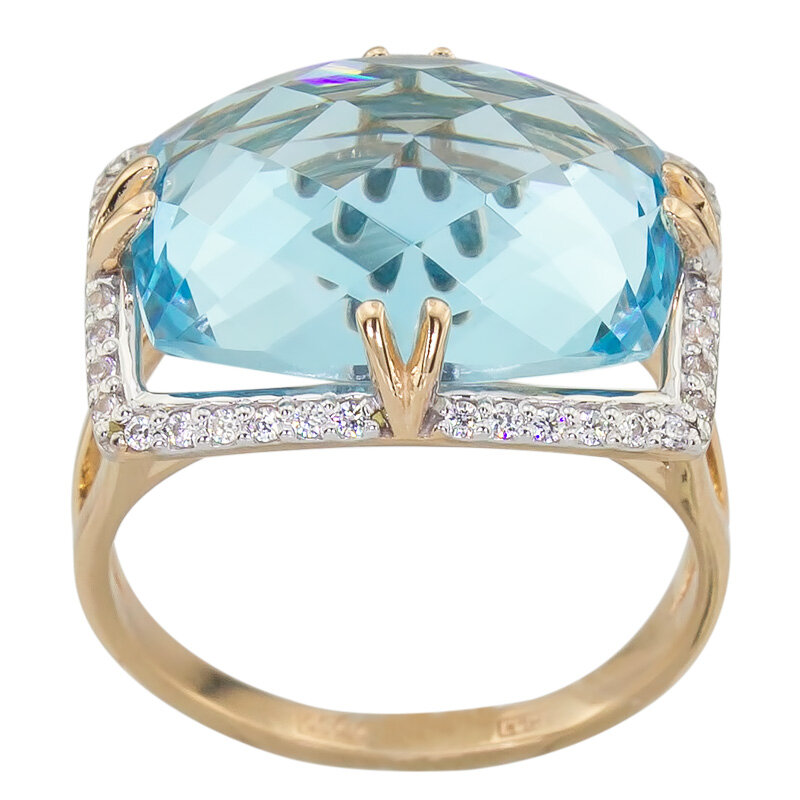 Кольцо, красное золото, 585 проба, топаз