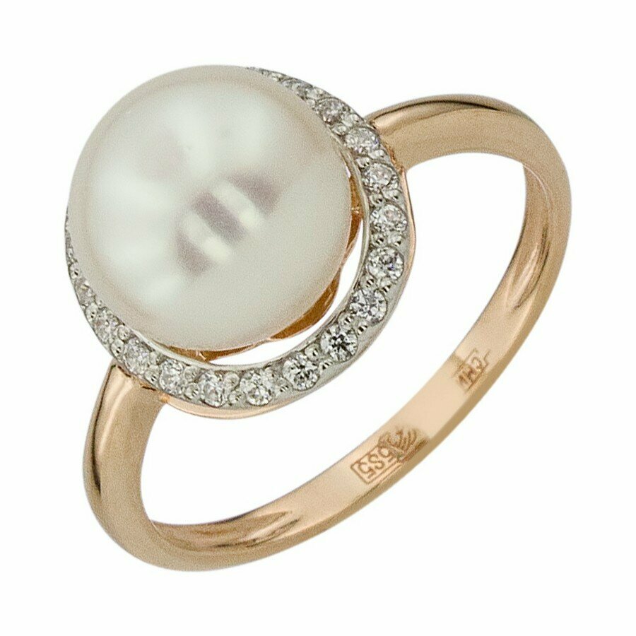 Кольцо, красное золото, 585 проба, жемчуг