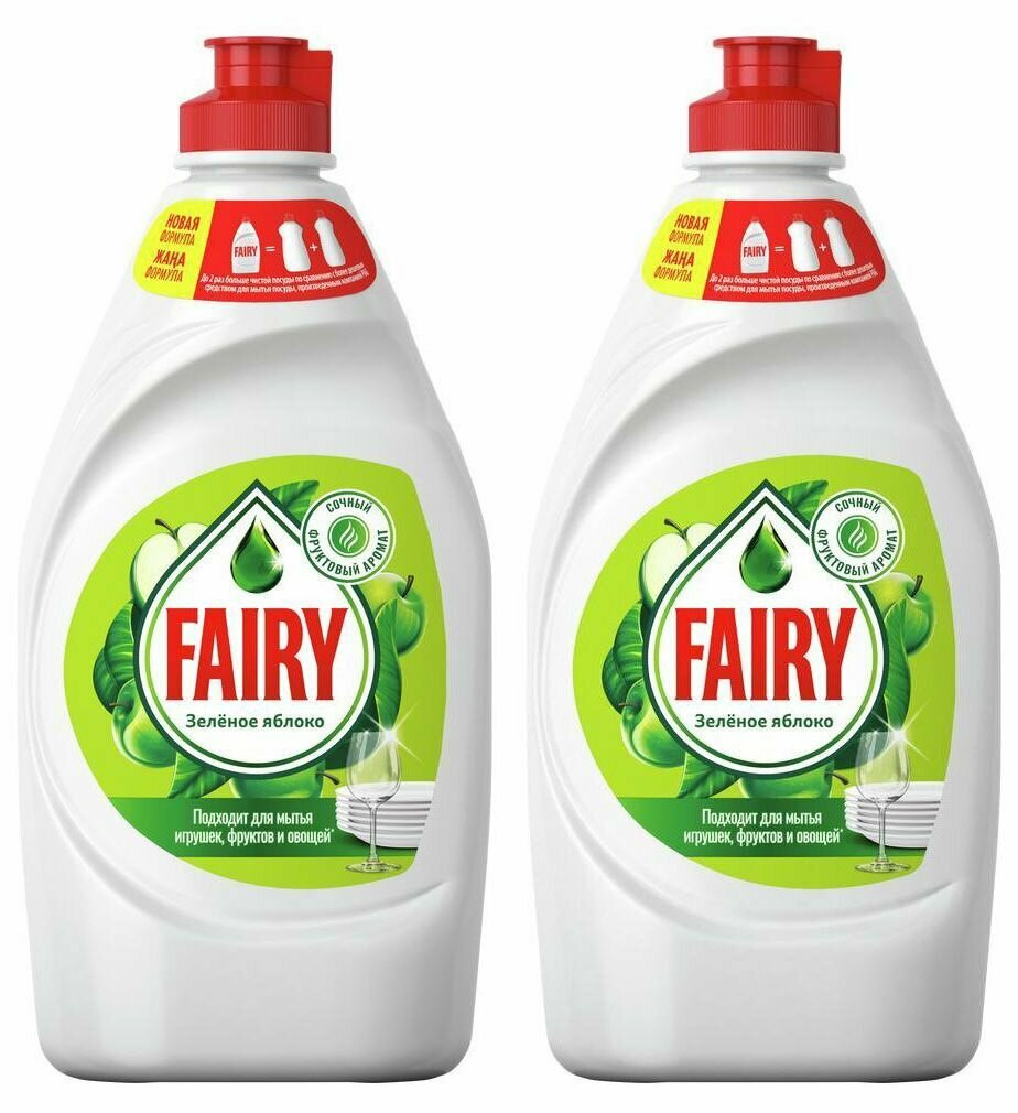 Средство для мытья посуды Fairy Зеленое Яблоко, гель, 400 мл, 2 шт
