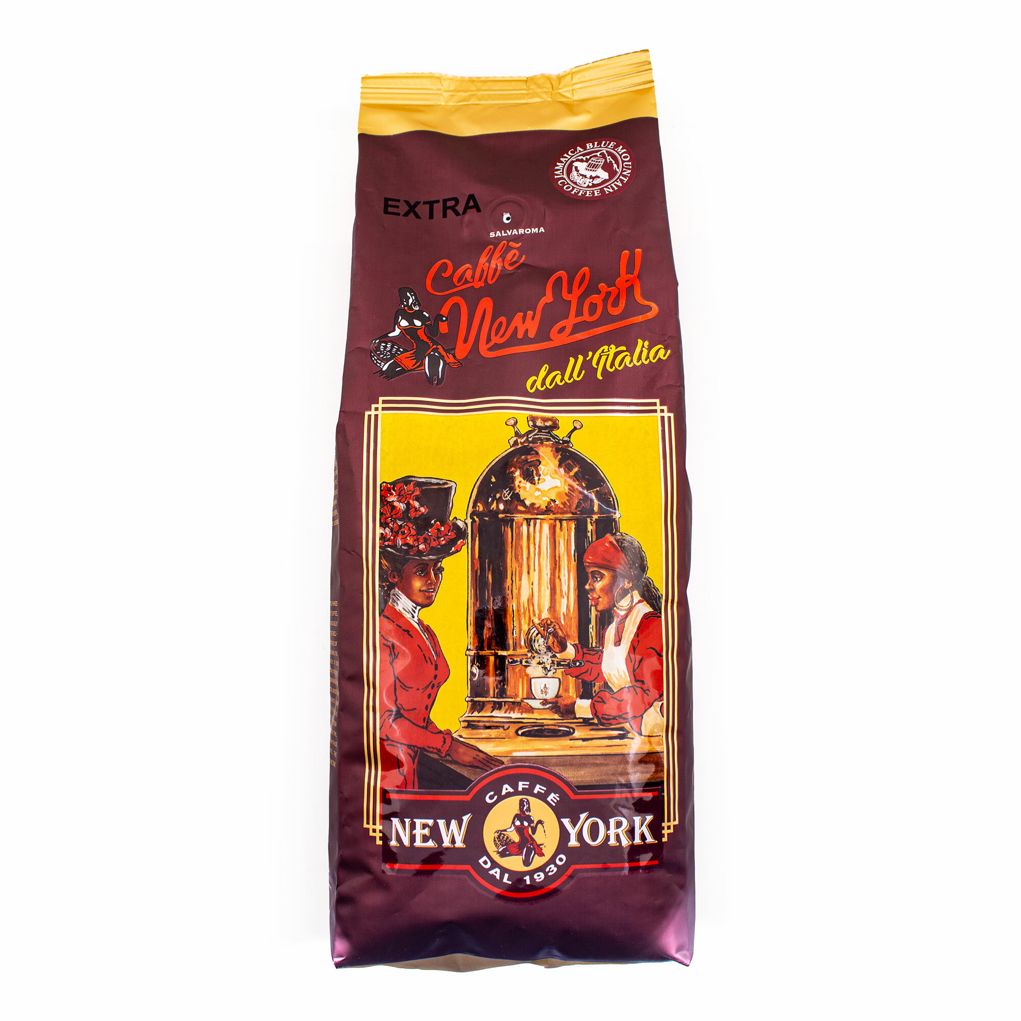 Кофе Ямайка Блю Маунтин, смесь (98% Арабика, 2% Ямайка) обжаренных кофейных зерен JAMAICA BLUE MOUNTAIN EXTRA, NEW YORK, 1 кг (фольг/пак)