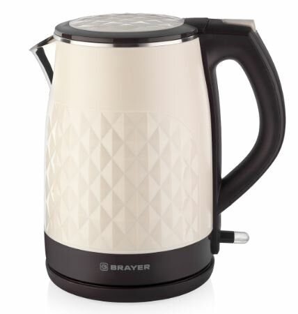 Чайник BRAYER 1043BR-WH /2200 Вт, 1,5 л, нерж +покрытие Cool Touch, беж.
