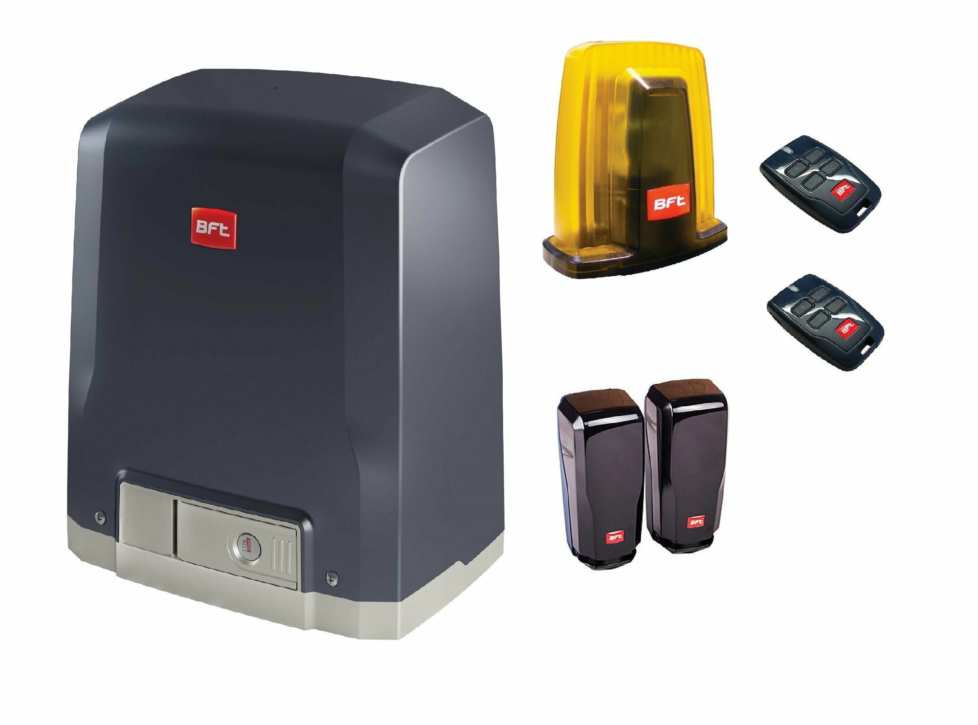 Автоматика для откатных ворот BFT Deimos BT A600 kit, комплект: привод, 2 пульта, лампа светодиодная, фотоэлементы