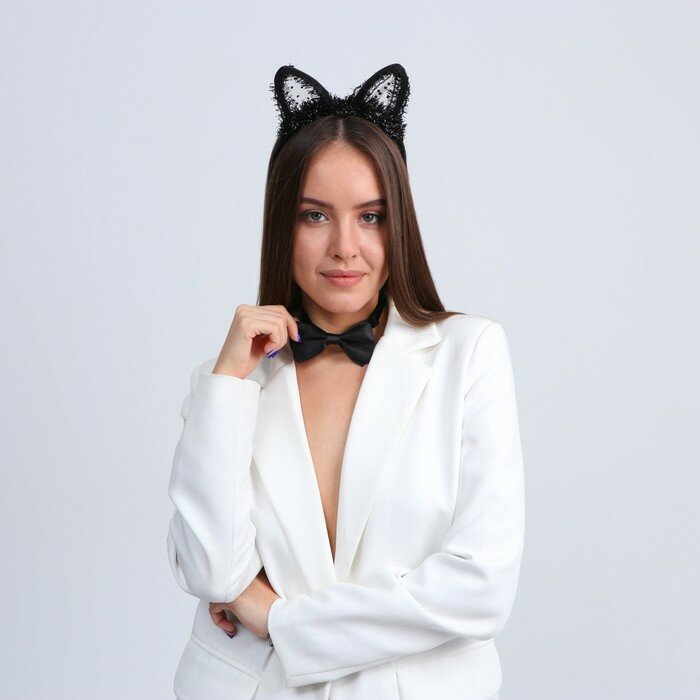 Карнавальный костюм Страна Карнавалия "Киска" бабочка, ушки (2248222)