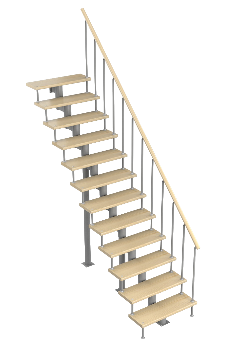 Модульная лестница Стандарт 2700-2820, Серый, Сосна, Крашеная