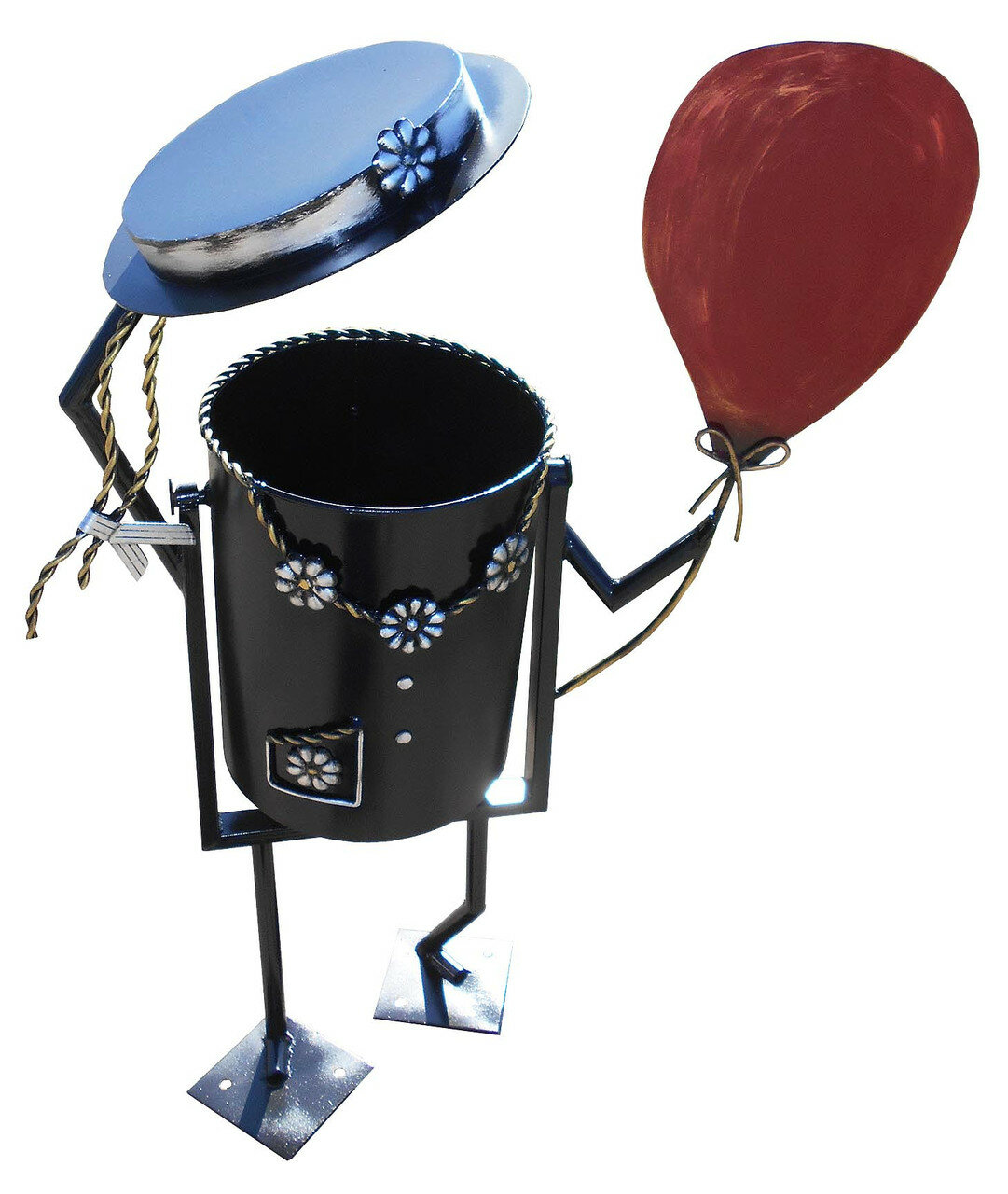 Урна кованная, мусорный бак, урна для мусора "Девушка с шаром"