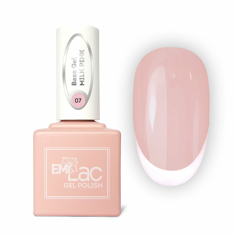 E.MiLac Base Gel №07 Молочный розовый, 15 мл.