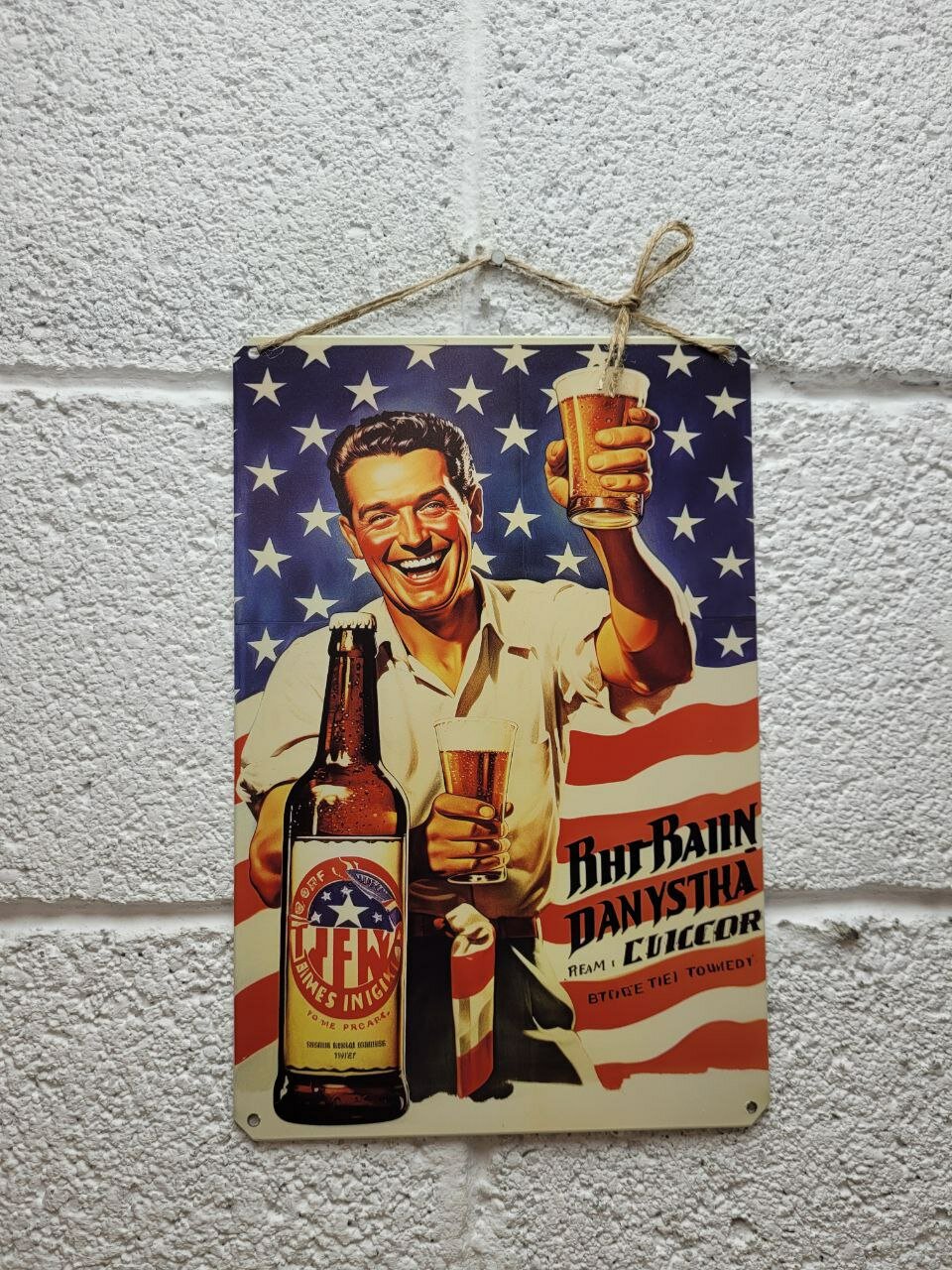 США пиво постер на стену 20 на 30 см, шнур-подвес в подарок