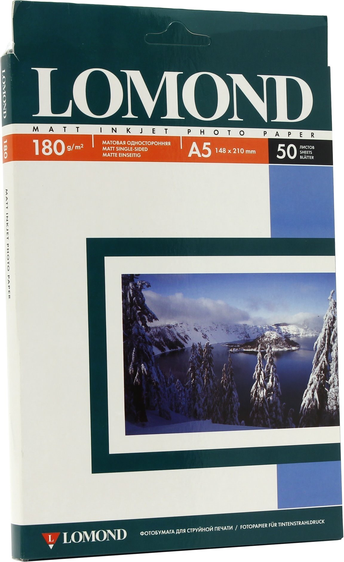 Фотобумага Lomond 0102068, Одностороняя Матовая, 180г/м2, A5: 21x15см /50л, для струйной печати