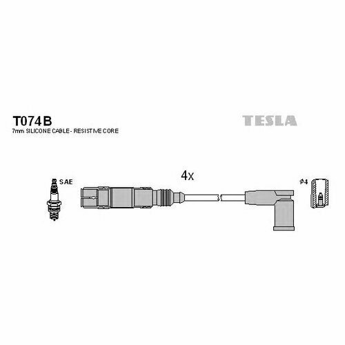 Комплект проводов зажигания Tesla T074B
