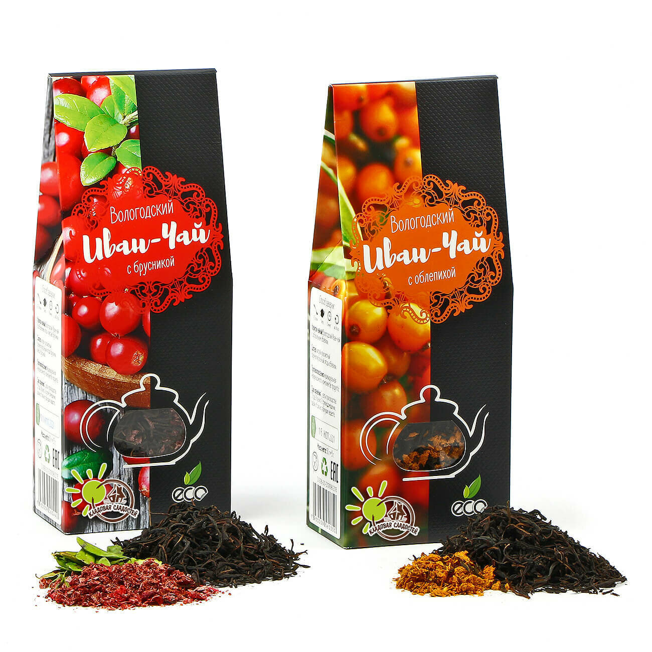 Иван чай с Брусникой и Иван чай с Облепихой Вологодский листовой 2шт.
