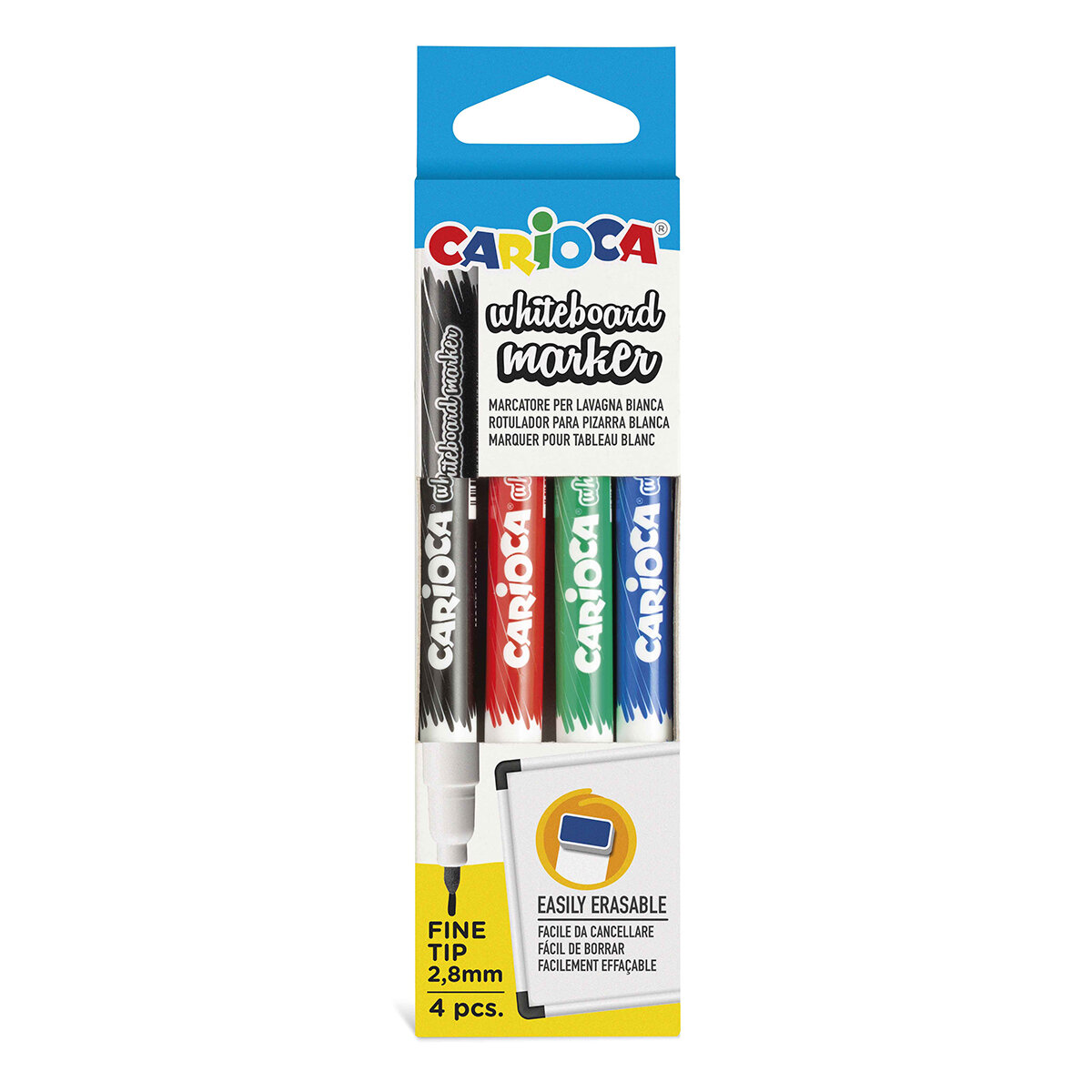 Carioca Набор маркеров для белой доски 2.8 мм 4 цвета, 4 шт, перо круглое, 43231-OJ70 для школы