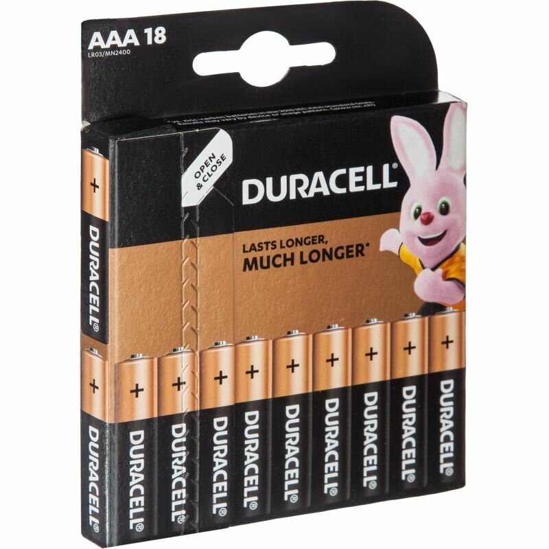 Батарейка ААА мизинчиковая Duracell (18 штук в упаковке)