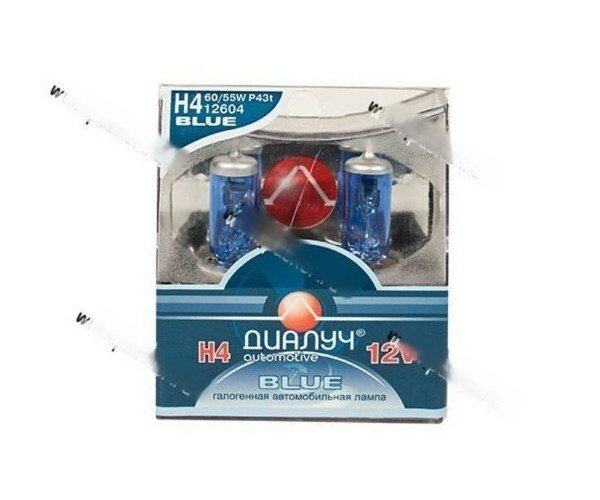 Лампа галоген 12V H4 60/55W P43T Диалуч Blue 2шт – голубоватый оттенок