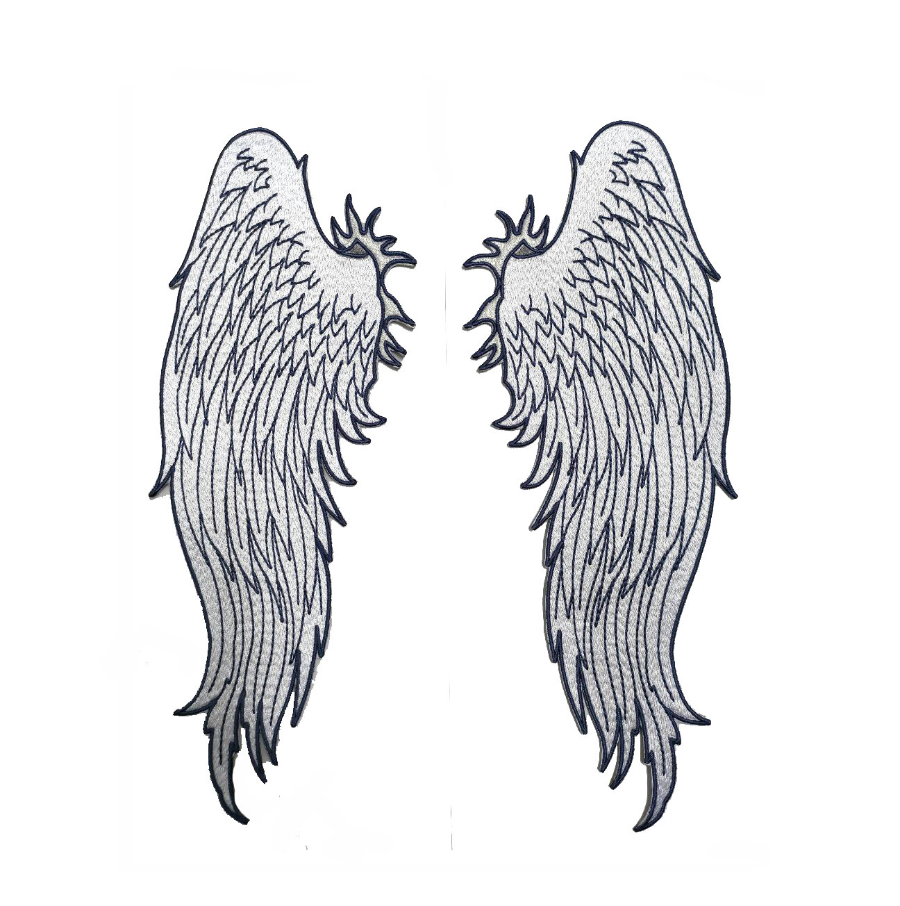 Большая нашивка на куртку, патч, шеврон байкерский, нашивка на спину Ангельские крылья №2 Размер одного крыла 14х37 см.