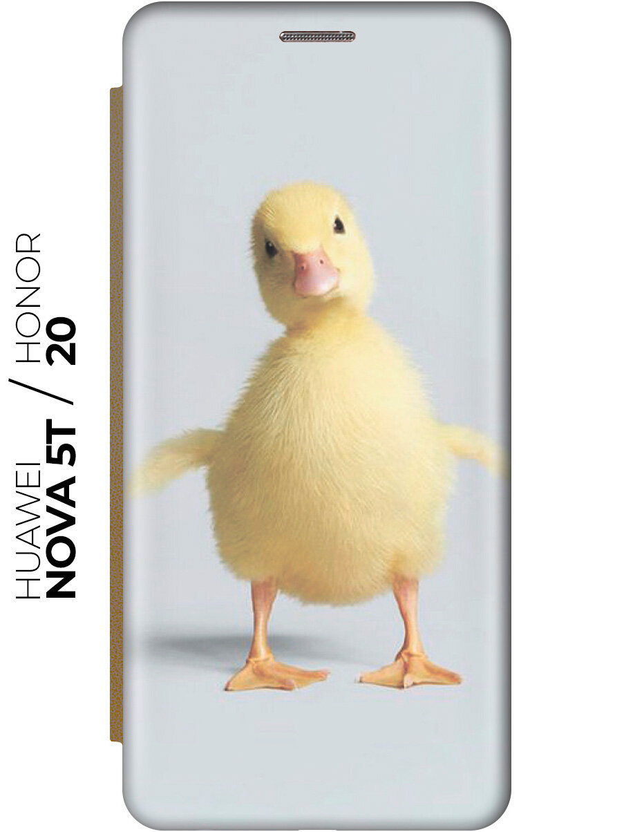 Чехол-книжка Утя на Honor 20 / Huawei Nova 5T / Хонор 20 / Хуавей Нова 5Т золотой