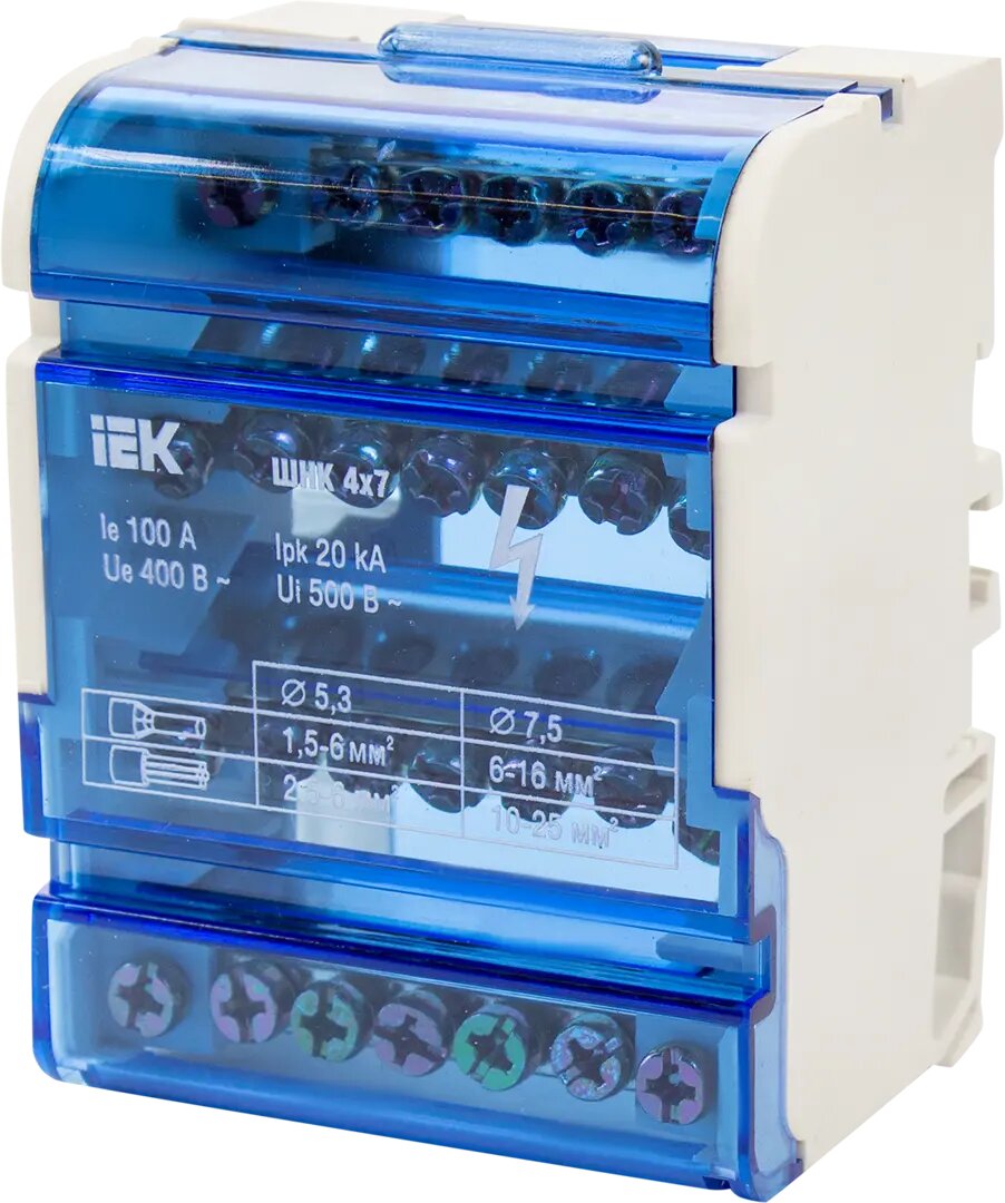 Шина нулевая на IEK Din-рейку в корпусе 4x7 групп