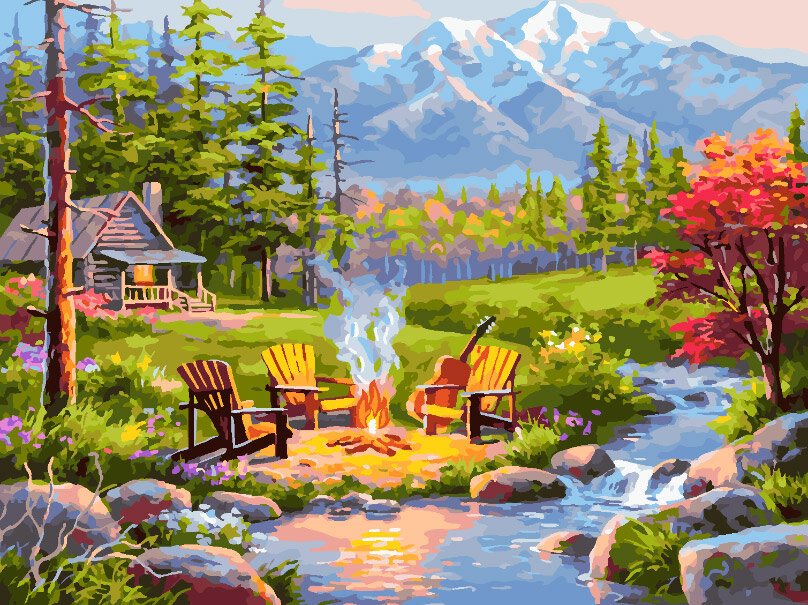 Картина по номерам Дикая Вишня "Вечер у костра", холст, 30x40 см