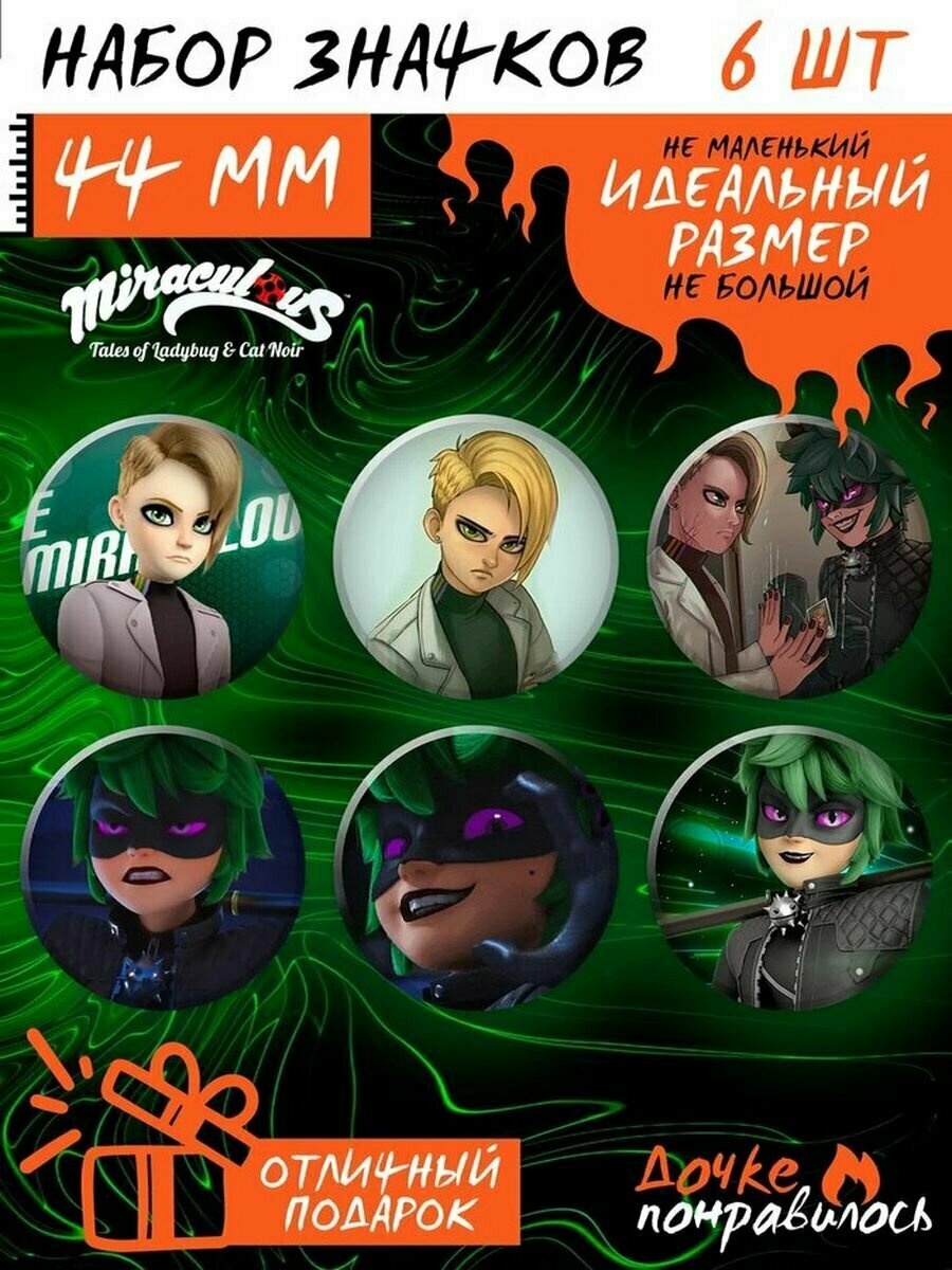 Значки на рюкзак мультфильм Miraculous