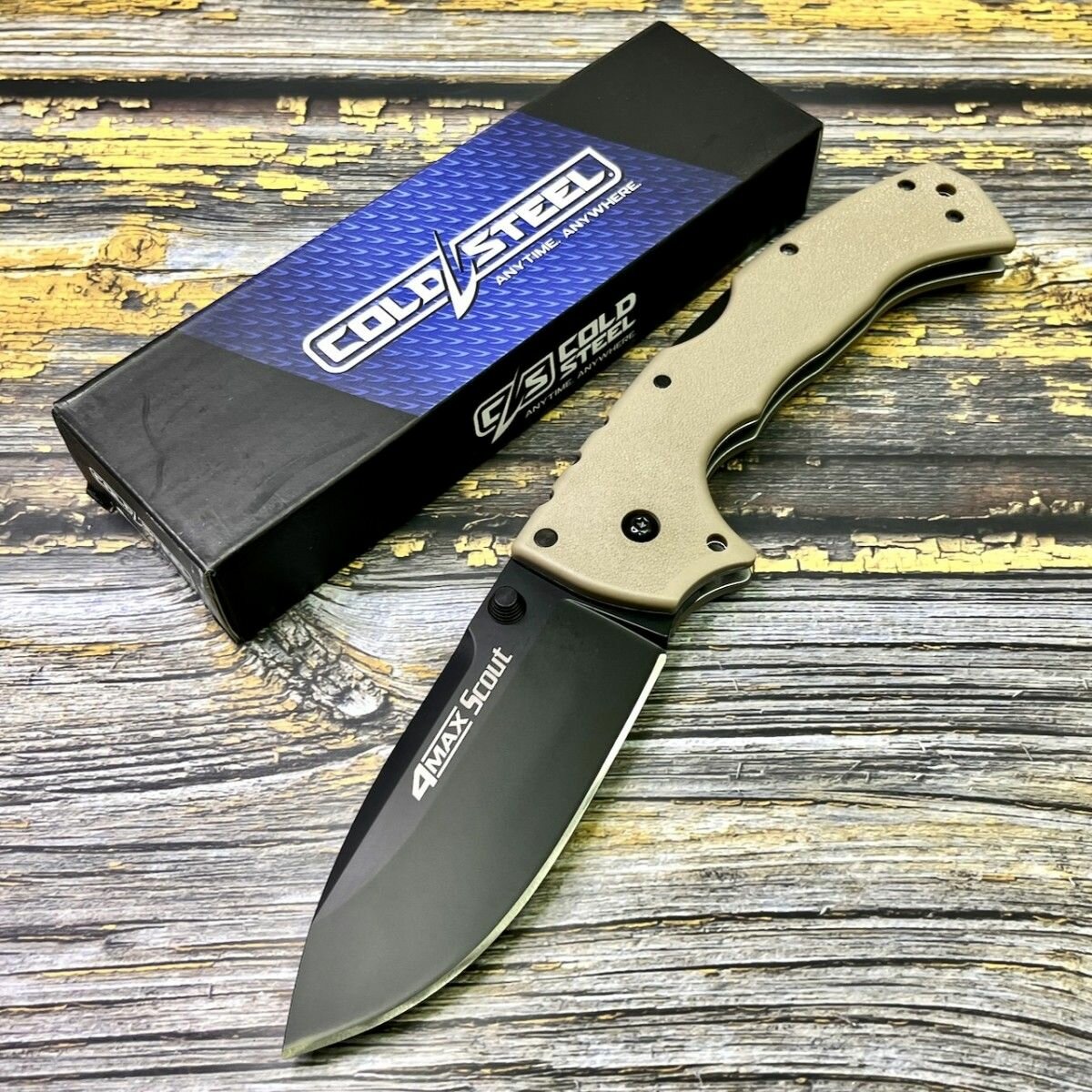 Нож складной Cold Steel CS62RQDTBK 4-Max Scout, Black Blade, Desert Tan Handle