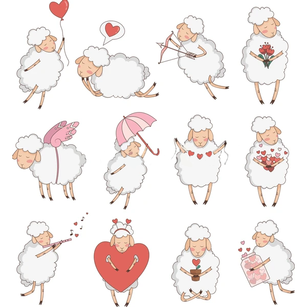 Наклейки стикеры Овечка 14 февраля