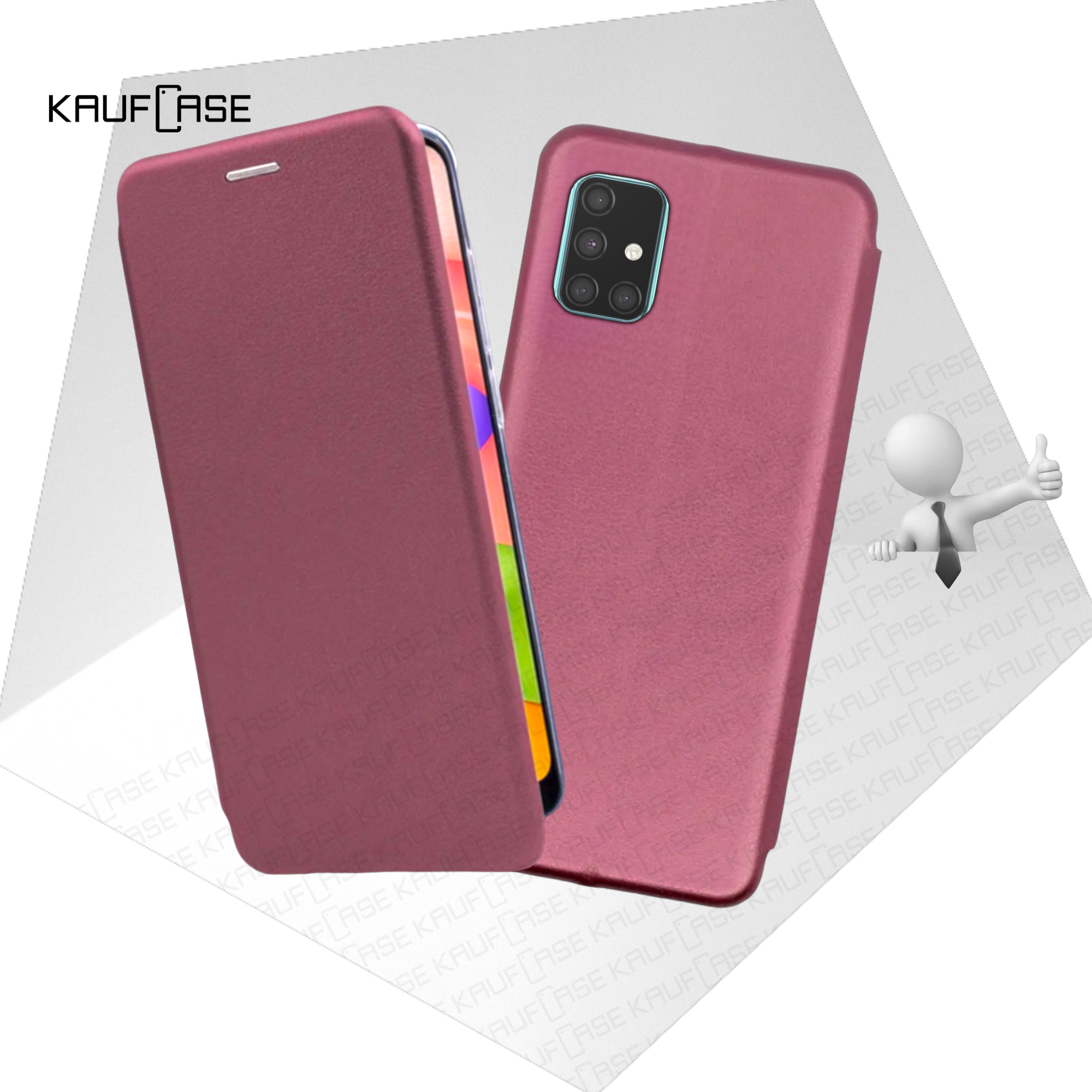 Чехол книжка для телефона Samsung A51 (A515) (6.5"), бордовый. Текстура под кожу
