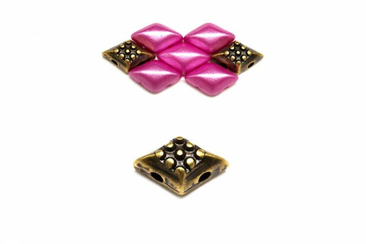 Бусина GemDuo CYMBAL Adamas 8х5мм, отверстие 0,8мм, цвет античная латунь, 11-029, 1шт