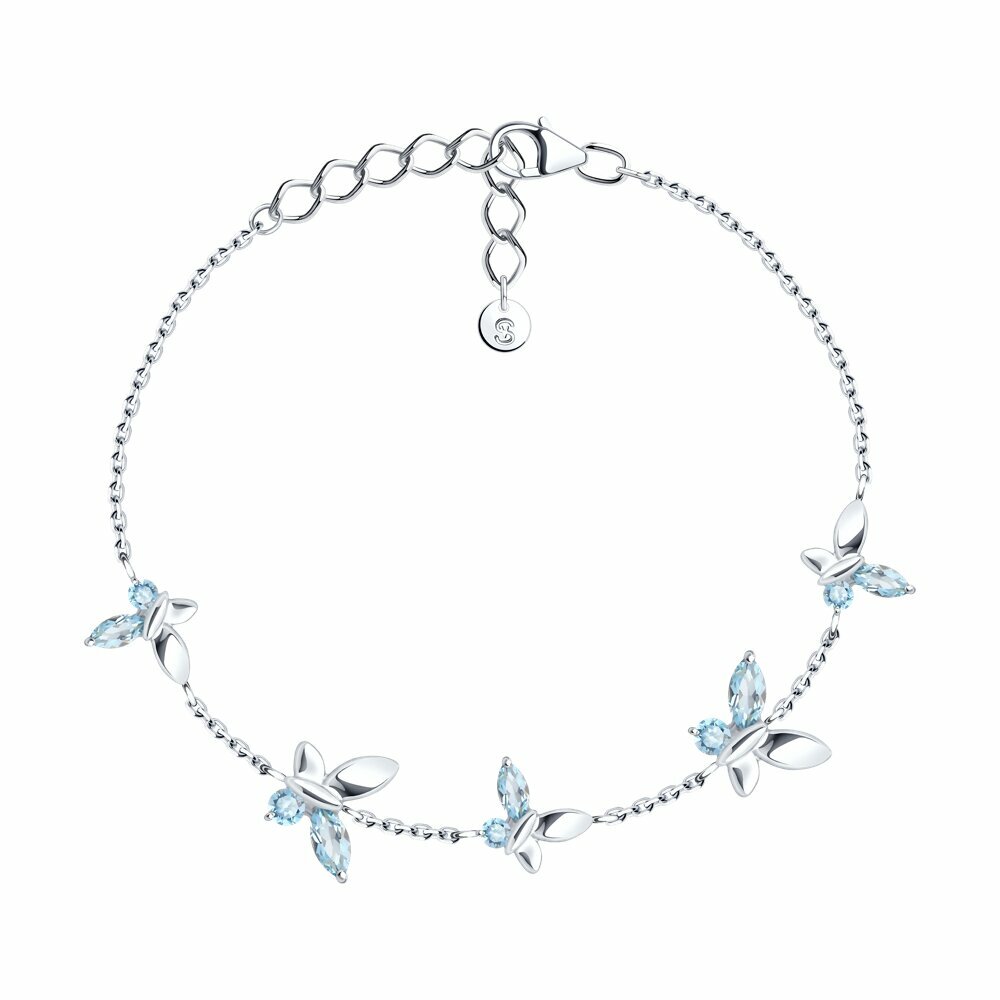 Браслет, серебро, 925 проба, топаз