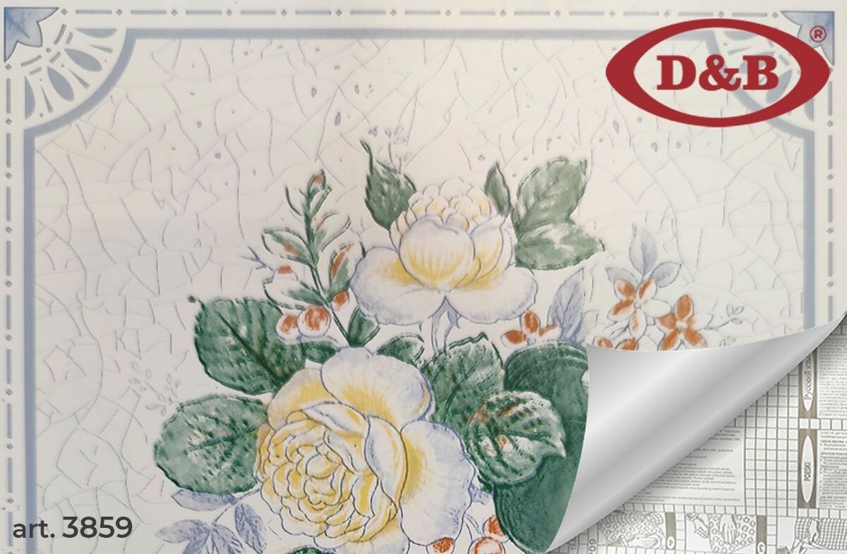 Пленка самоклейка 45смх 8м D&B декор "Кафель белый с цветком" 3859