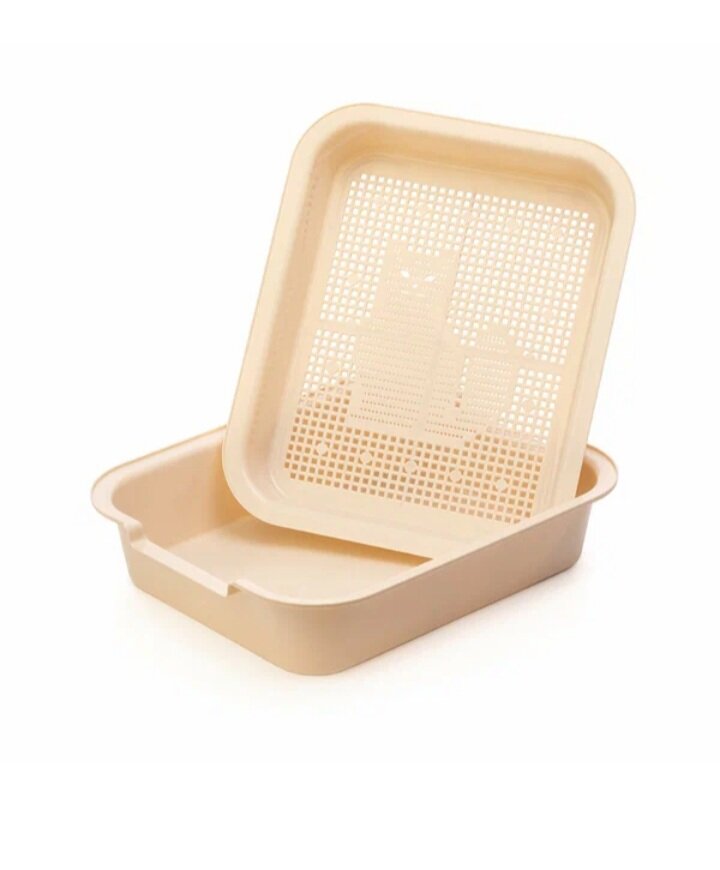 Лоток для кошек М7678, с решеткой, бежевый, пластик, 38см х 31,5см х 8см