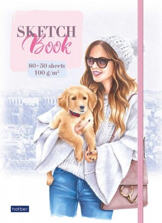 Скетчбук А5 80-50л без линовки на закрытом гребне -Happy time- 100г/м2, тв. обл, с клапаном на резинке 80-50Тт5Aгрз_23826 Premium