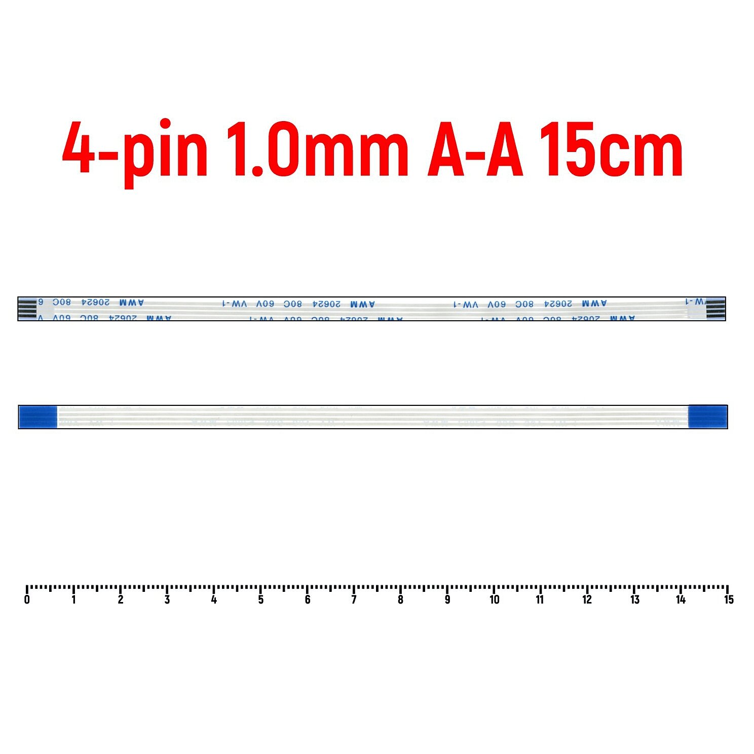 Шлейф FFC 4-pin Шаг 1.0mm Длина 15cm Прямой A-A