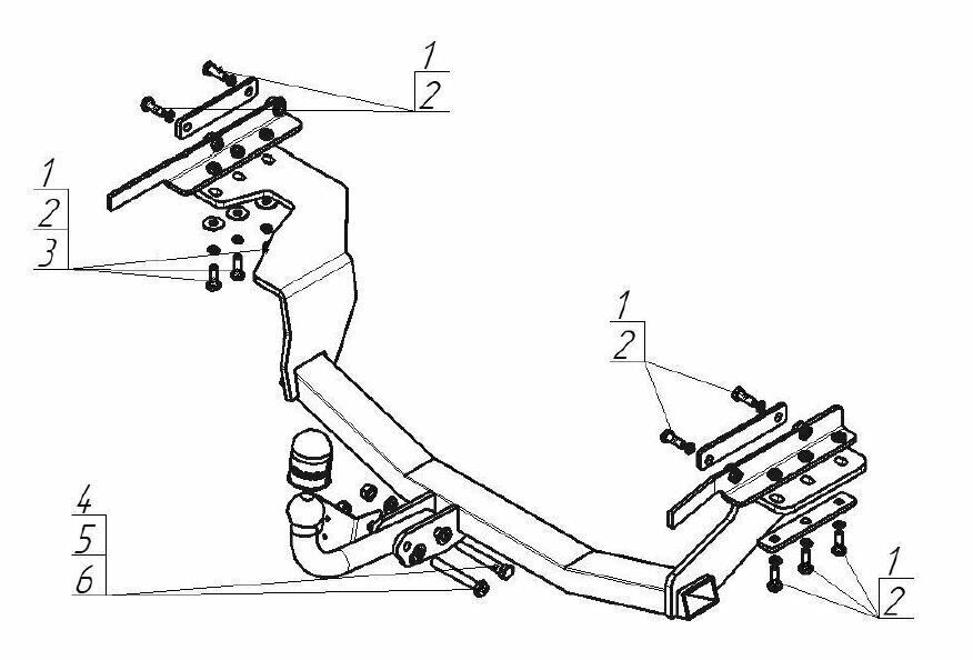 Фаркоп с оцинк. шаром Nissan X-Trail T31 2007-2015 крепление шара на двух болтах, (без электрики, паспорт и сертификат в комплекте) Motodor.91402-A