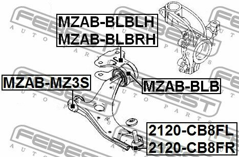 Опора шаровая нижняя правая FEBEST 2120CB8FR