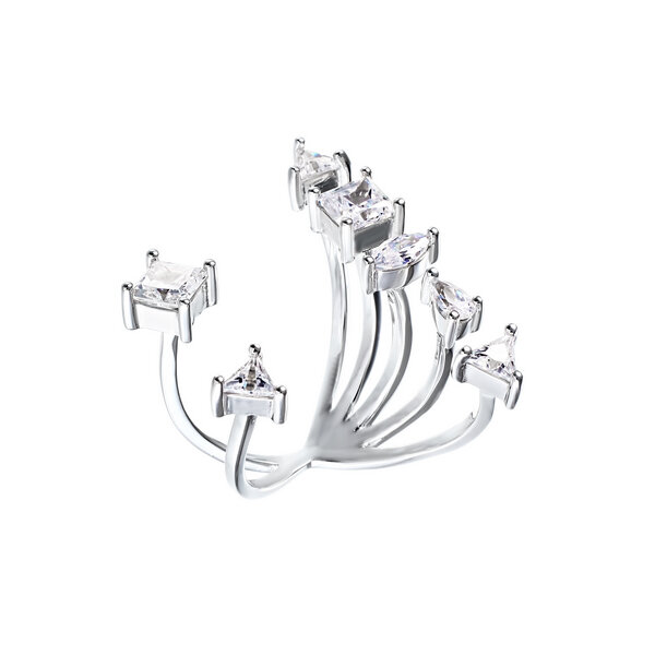 Кольцо, серебро, 925 проба, фианит