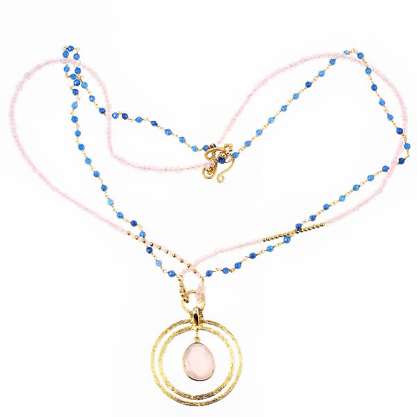 Колье ELEMENT47, серебро, 925 проба, халцедон, кварц