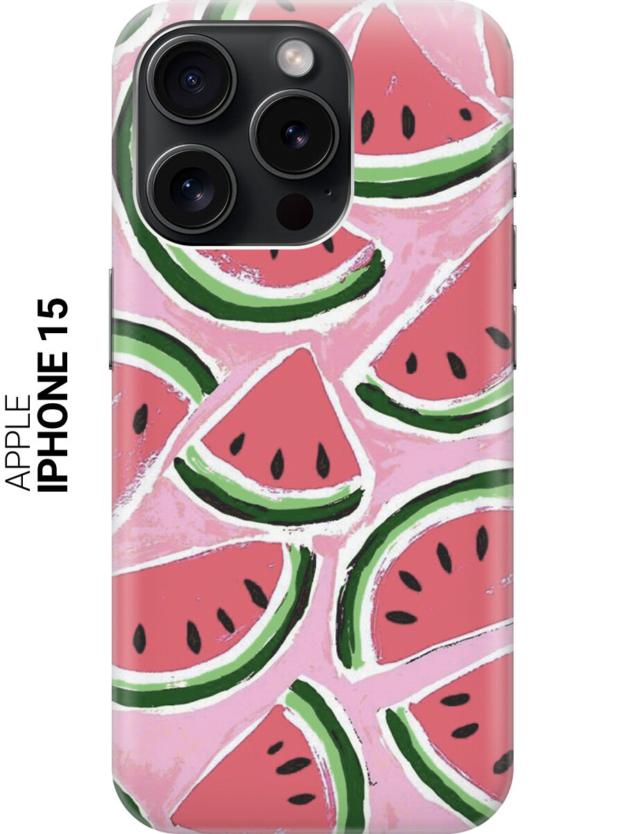 Силиконовый чехол на Apple iPhone 15 Pro / Эпл Айфон 15 Про с рисунком "Дольки арбузиков"