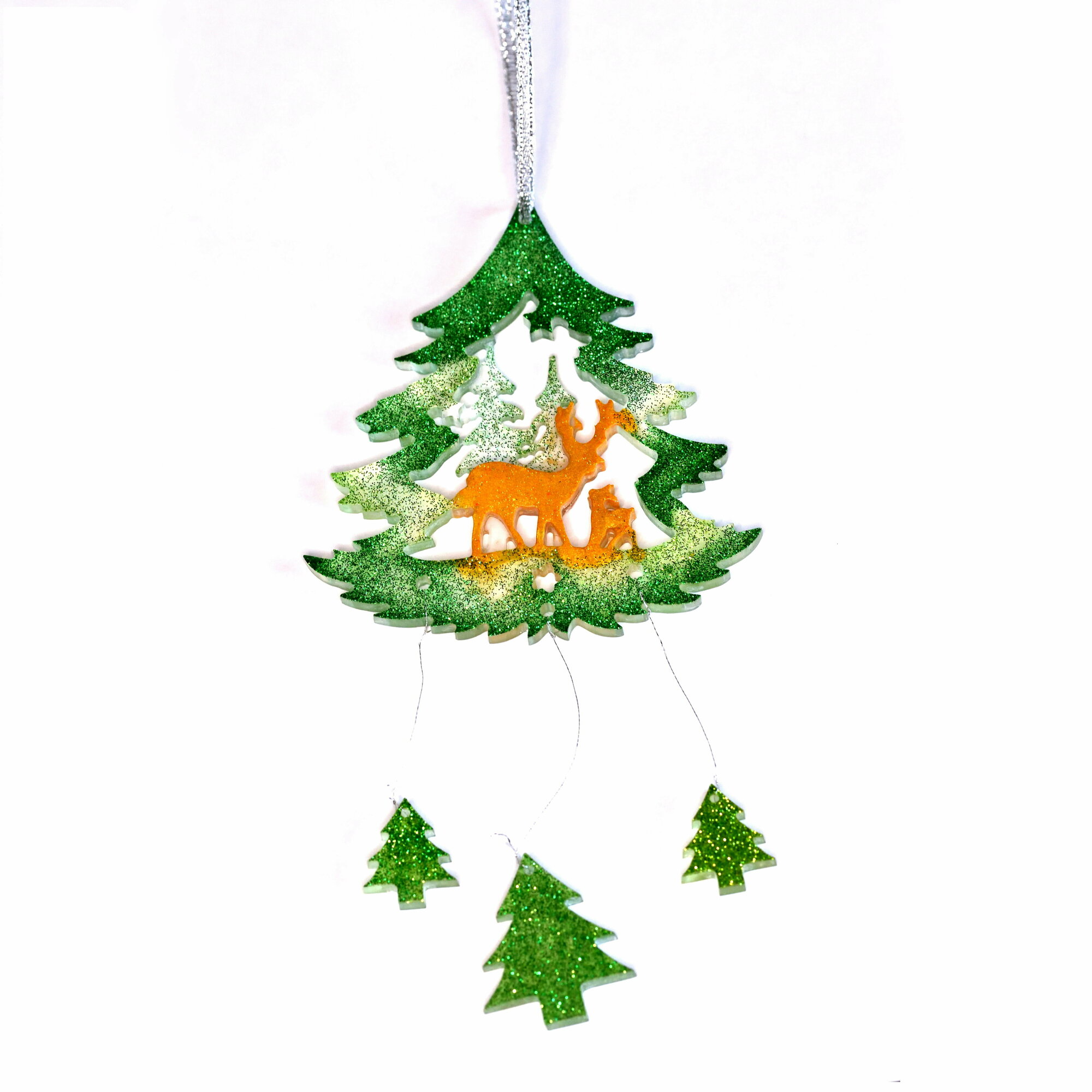 Елочка подвесная, украшение интерьерное новогоднее на елку ручной работы из смолы