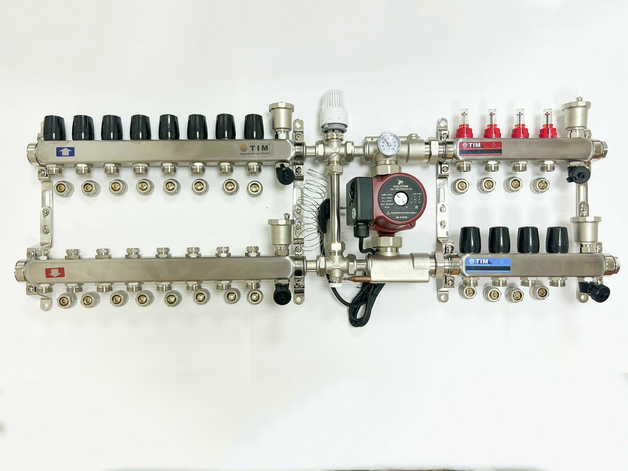 Комплект для подключения тёплого водяного пола на 4 выхода и радиаторов отопления 8 шт