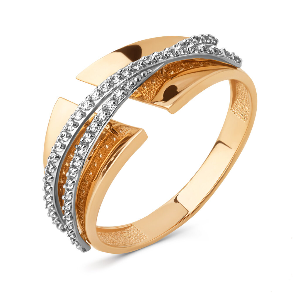 Кольцо, красное золото, 585 проба, фианит