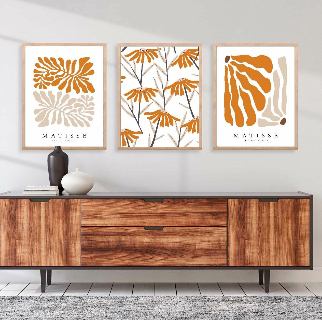 Постер 3 шт 60х90 без рамки "Ромашки Матисс" набор картин для интерьера