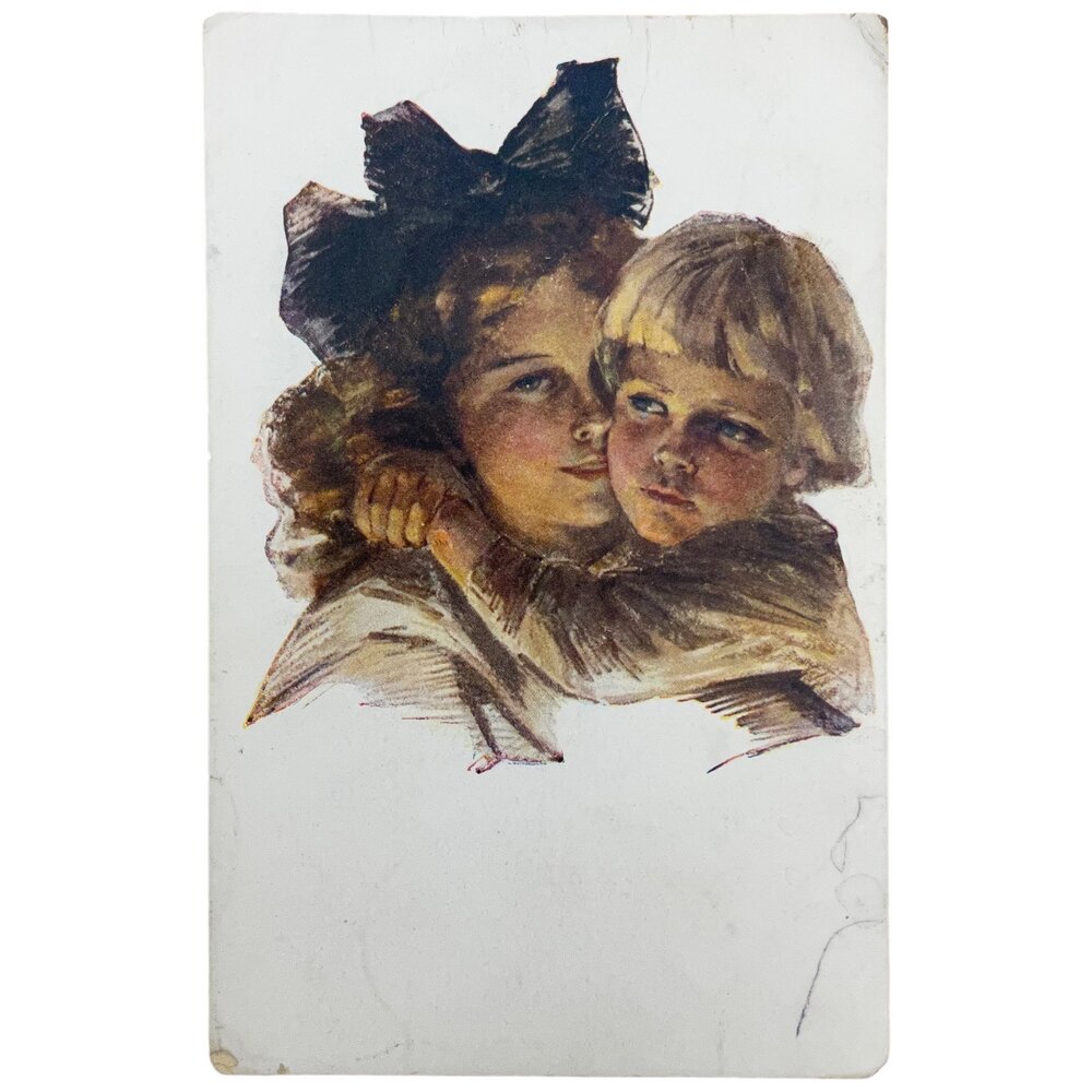 Почтовая открытка "Брат и сестра" 1900-1919 гг. Болгария
